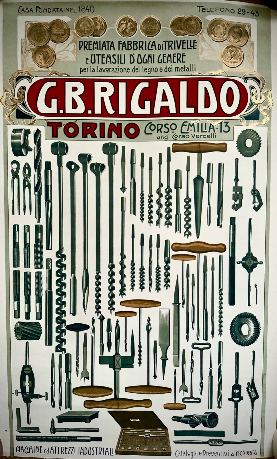 G.B.Rigaldo Torino-Locandina Original Pubblicitaria Cromolitografica ...