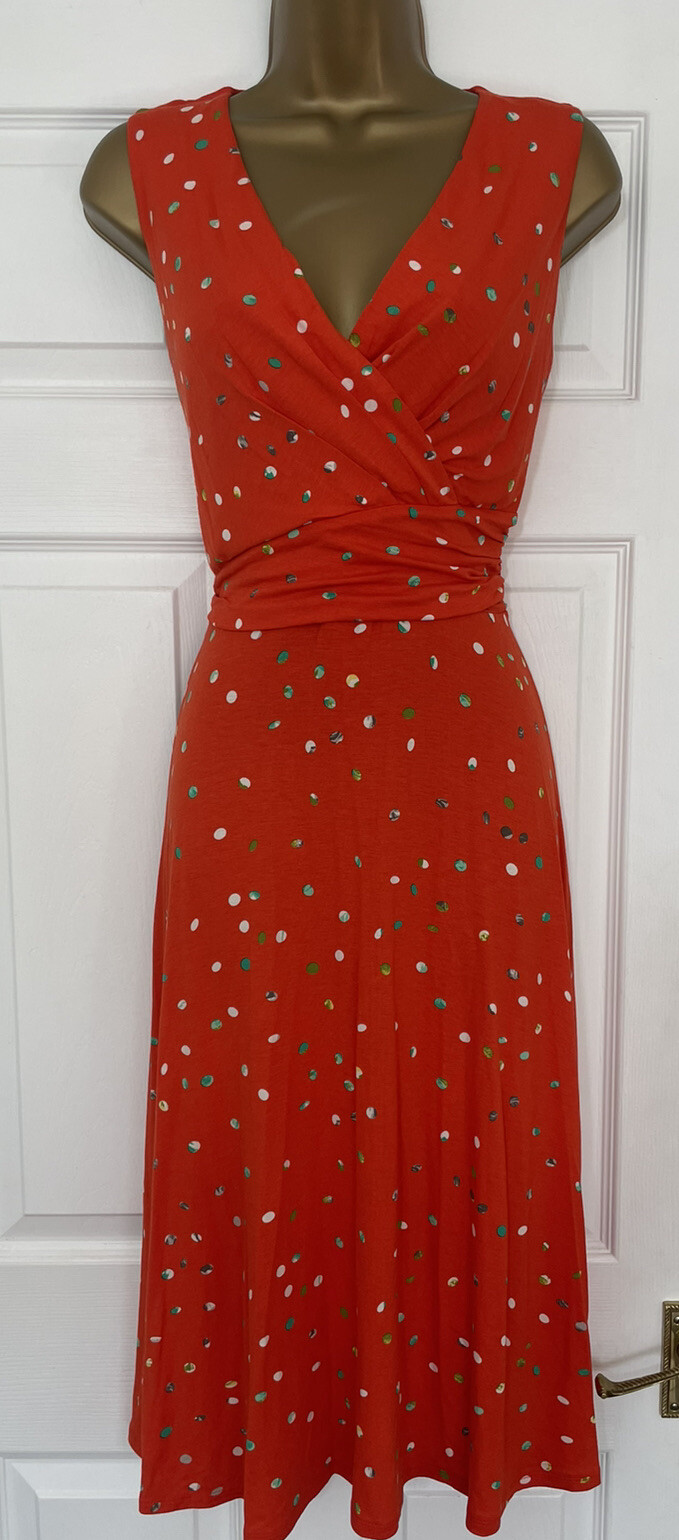 MONSOON RED SPOT WRAP STRETCH JERSEY FIT FLARE SUMMER… - Gem