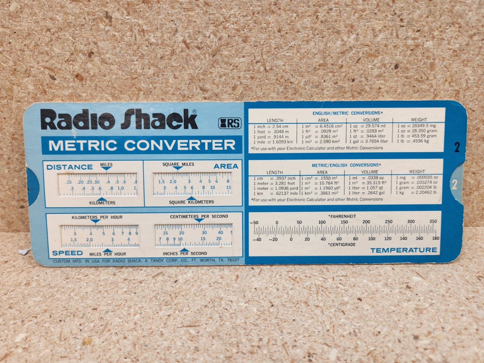 VINTAGE RADIO SHACK 68-1031 METRIC/ENGLISH UNITS CONVERTER SLIDE RULE ...