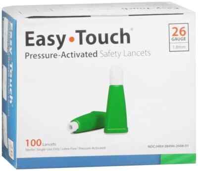 Easy Touch Pressure Activated Safety Lancets 26 Gauge 100 Lancets EXP ...