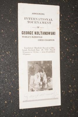 George Koltanowski Blindfold Chess Champion Autograph Brochure | eBay