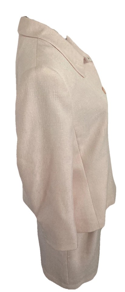 Le Suit Skirt Suit Long Sleeve Size 14 Blush Pink Woven Satin MOB ...