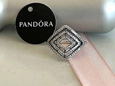 New NO BOX Pandora Geometric Lines Size 50 Pandora Silver w/CZ's Ring ...