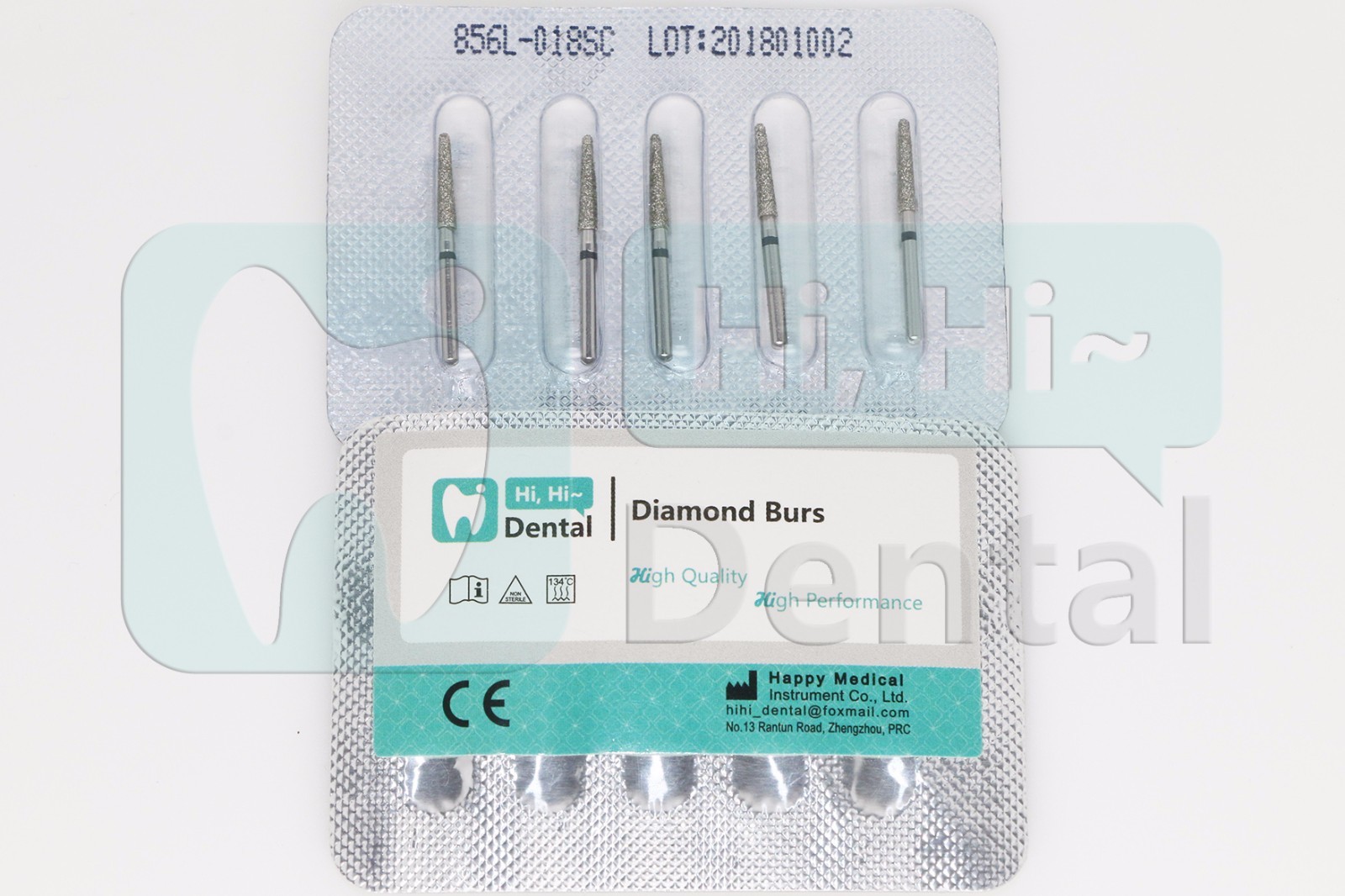 Dental Diamond Burs FG Round End Taper 856L/018SC Super Coarse High 10 ...