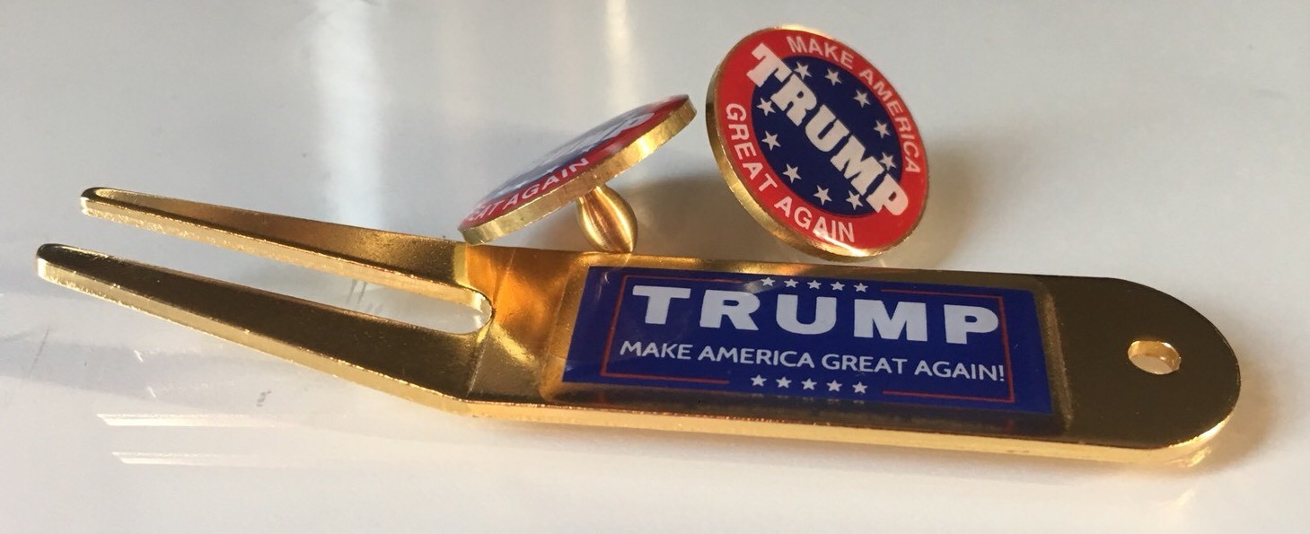 DONALD TRUMP GOLF BALL MARKERS and DIVOT TOOL SET MAGA PRESIDENT ...