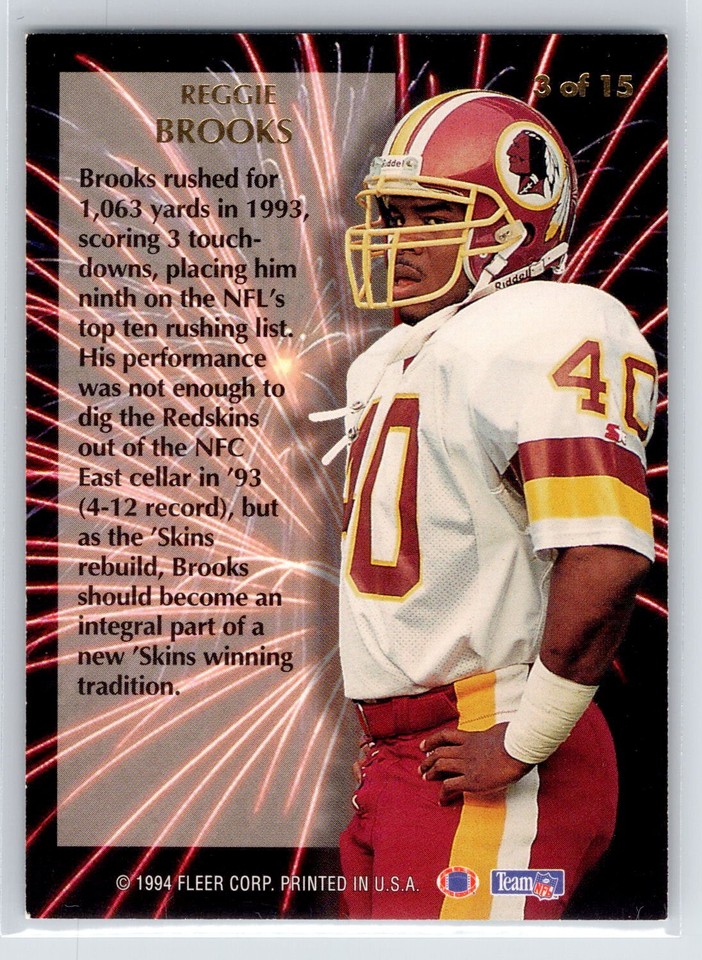 Reggie Brooks 1994 Ultra 2nd Year Standouts #3 Washington Redskins | eBay
