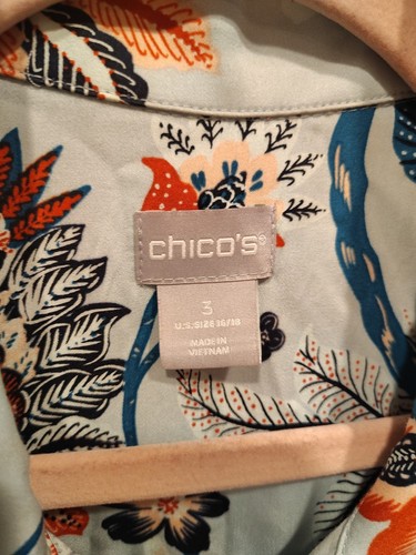 Chico's Sand Wash Satin Paisley Floral 100% Modal Button Down Shirt Sz ...
