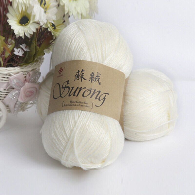 100g Roll Silk Cotton Hand Knitting Yarn Crochet Hand Thick Wool Thread ...