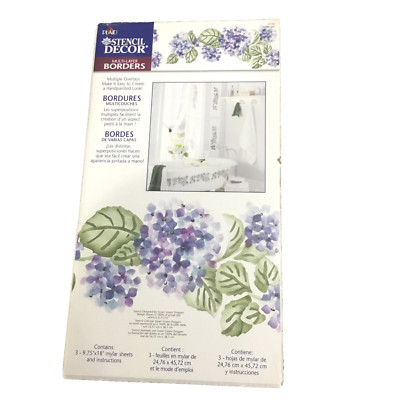 Plaid Stencil Decor Multi Layer borders hydrangea 1998 vintage sealed ...