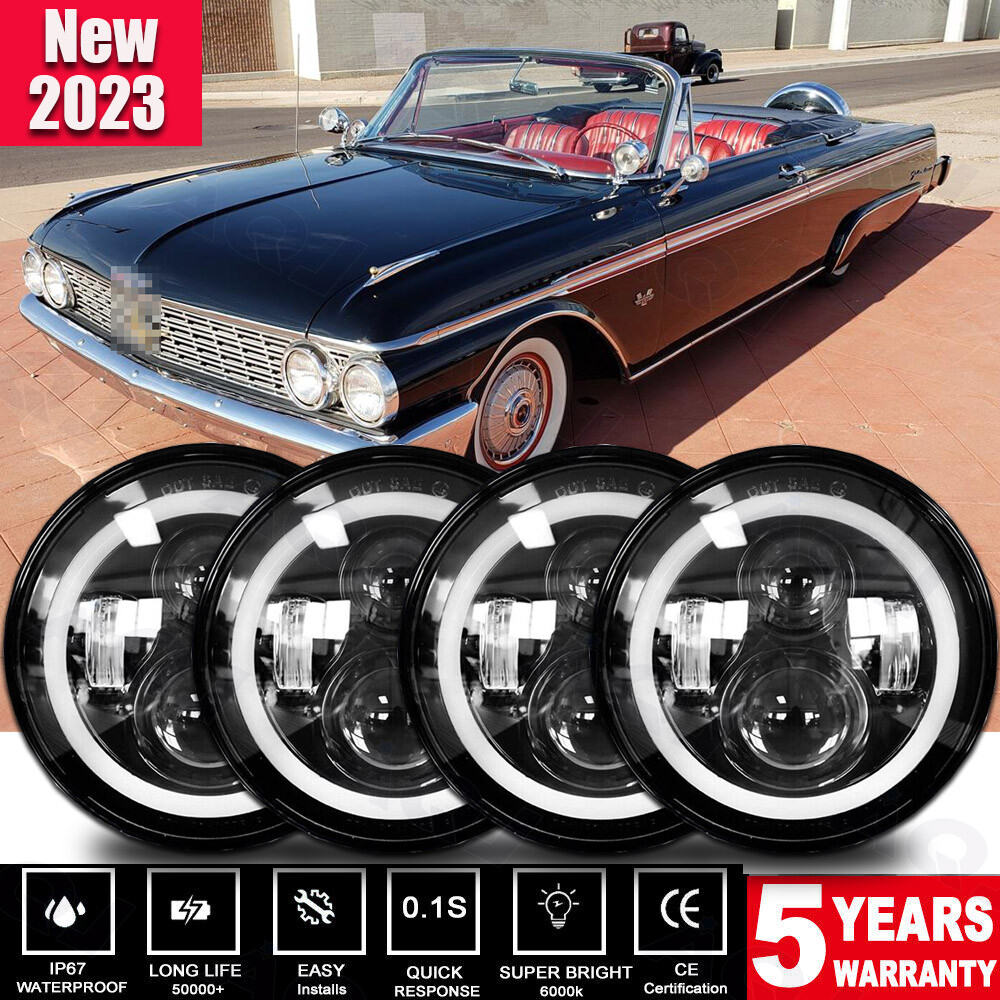 Upgrade for Ford Galaxie 500 1962-1974 5.75" Round Led Headlight Hi-lo ...