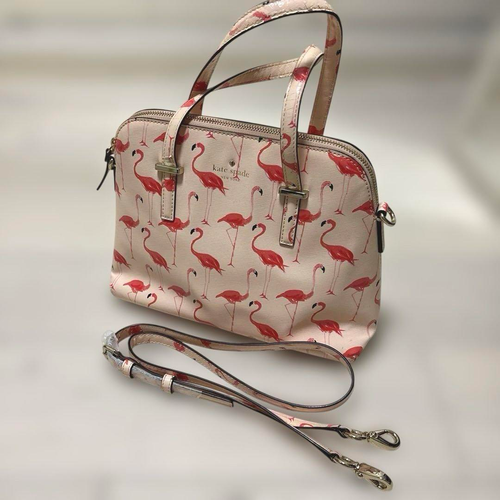 Kate Spade Flamingo Print Pink Leather Crossbody Shoulder Bag Purse NEW ...