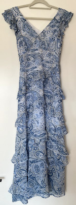Myer Collection Blue Paisley Ruffle Dress - Size 6 | eBay
