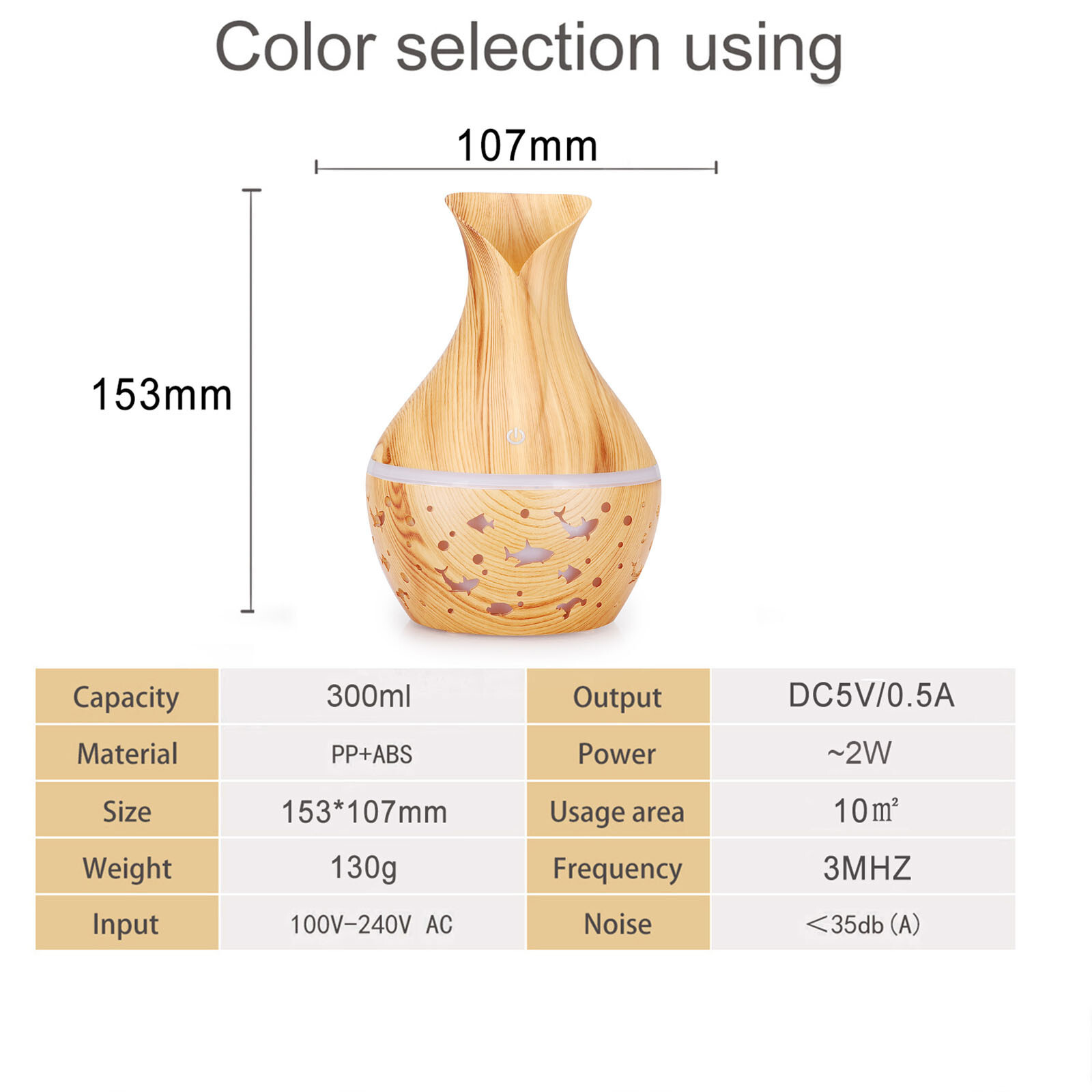 300ml Ultrasonic Aroma Essential Oil Diffuser Humidifier (Light Wood ...