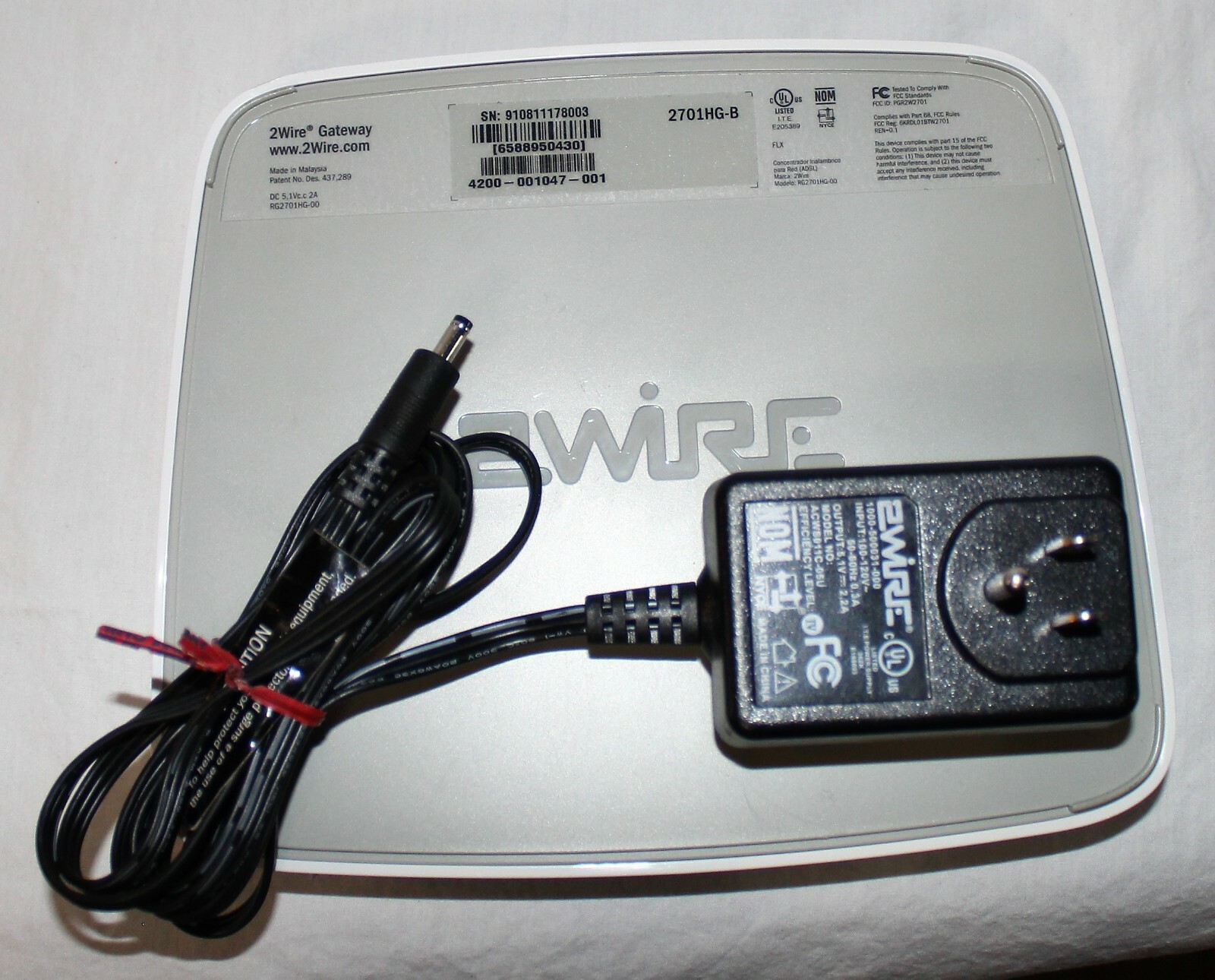 2701HG-B AT&T 2WIRE Gateway WIRELESS G modem ROUTER DSL WiFi ethernet 4 ...