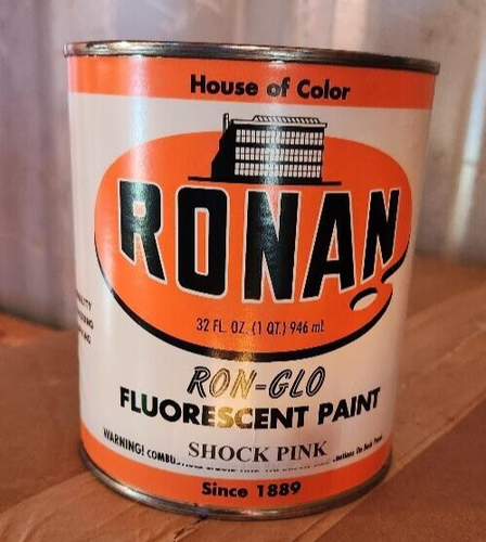 RONAN RON-GLO FLUORESCENT SHOCK PINK ENAMEL QUART 32OZ NEW SIGN PAINT ...