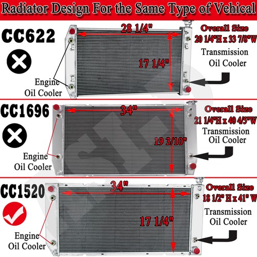 4 Row 34" Radiator CC1520 For 1988-00 Chevy GMC C/K 1500 2500 3500 ...