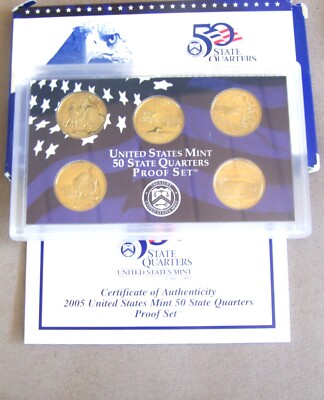 2005-S PROOF STATE QUARTER CLAD SET 5 COINS WITH ORIGINAL BX COA | eBay