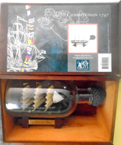 AUTHENTIC MODELS Ship in Bottle USS Constitution 1797 with Stand and ...