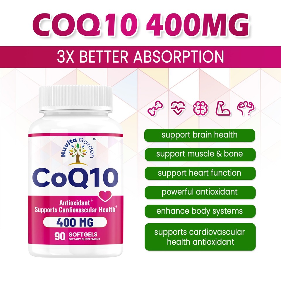 CoQ10 400mg Softgels - Premium Coenzyme Q10 - 90 Softgels | eBay
