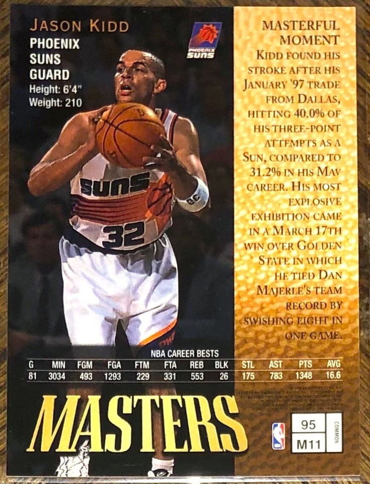 1997-98 TOPPS FINEST MASTERS JASON KIDD CARD W/PEEL PHOENIX SUNS | eBay