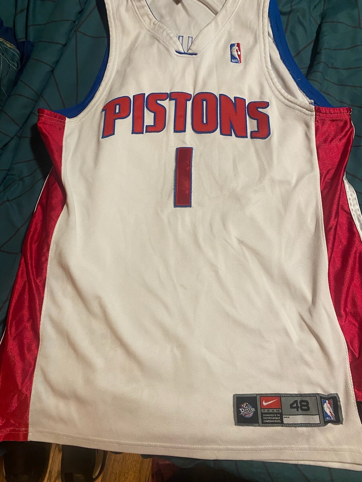 nike throwback white jersey detroit pistons size 48 nwot | eBay