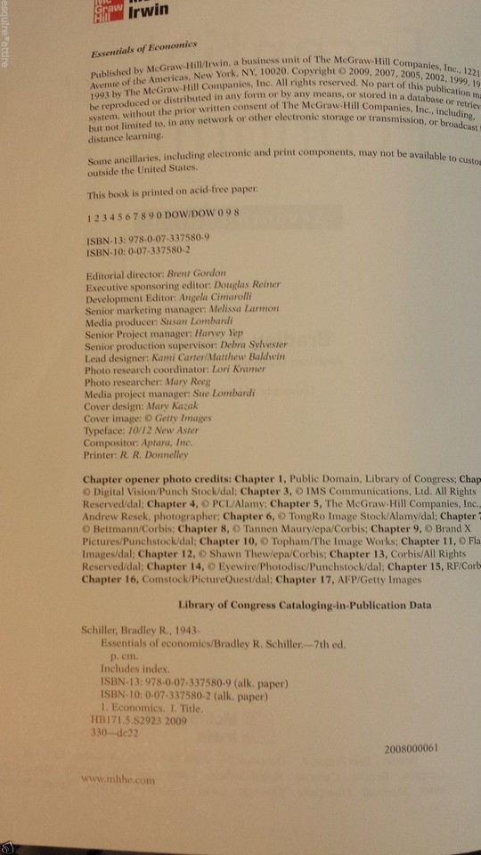 Essentials of Economics 7e By Bradley R. Schiller 9780073375809| eBay