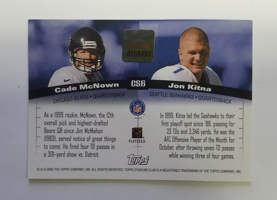 2000 Topps Stadium Club Jon Kitna Cade McNown Dual Auto Autograph Card ...