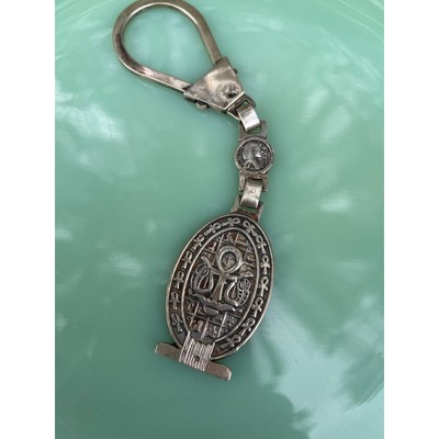 Vintage Sterling Silver Egyptian Key Chain FOB Ankh Cross Hieroglyphics ...