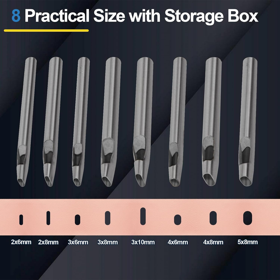 8 Size Oval Hole Punch for Leather 2Mm-5Mm, Leather Craft Punch Tools ...