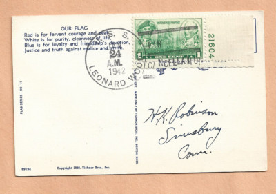 U.S.S. LEONARD WOOD JAN 24,1942 NAVAL POSTCARD YOUR FLAG AND MY FLAG | eBay