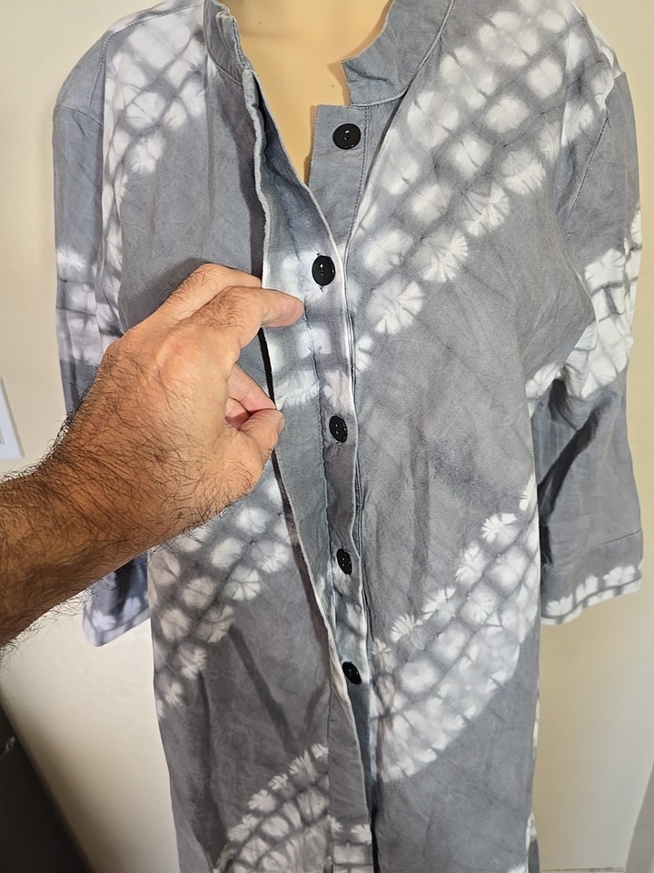 Zuri Kenya Button Up Shirt Dress Grey/White Pattern Size L | eBay