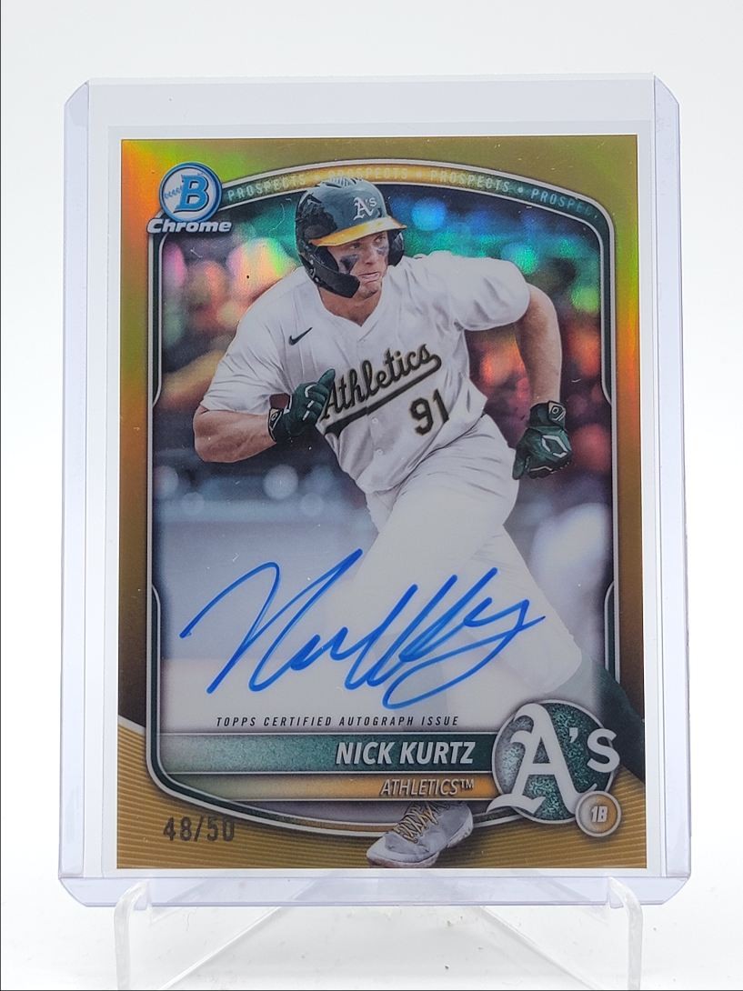 NICK KURTZ 2025 BOWMAN CHROME AUTOGRAPH TRUE GOLD A'S AUTO /50 Q4534 | eBay