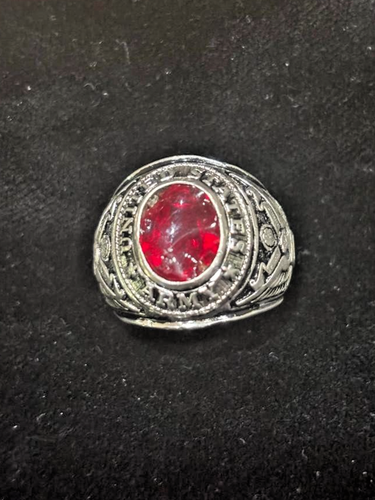 .925 Sterling Silver PRIDE US Army Mens Ring w/Red Stone Size 10 (22.28 ...