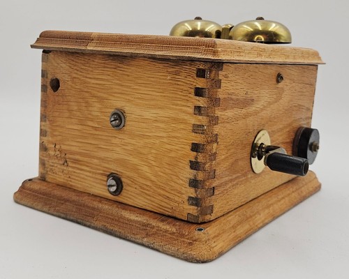 Telephone Ringer Box Magneto Brass Bells Oak Wood | eBay
