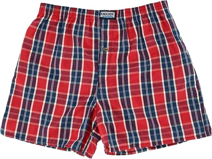 Knocker Men's Classic Plaid Cotton Boxer Shorts Underwear, 3 pcs ...