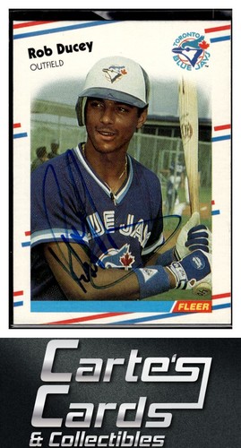 Rob Ducey 1988 Fleer #107 RC Toronto Blue Jays TTM/IP Signed ...