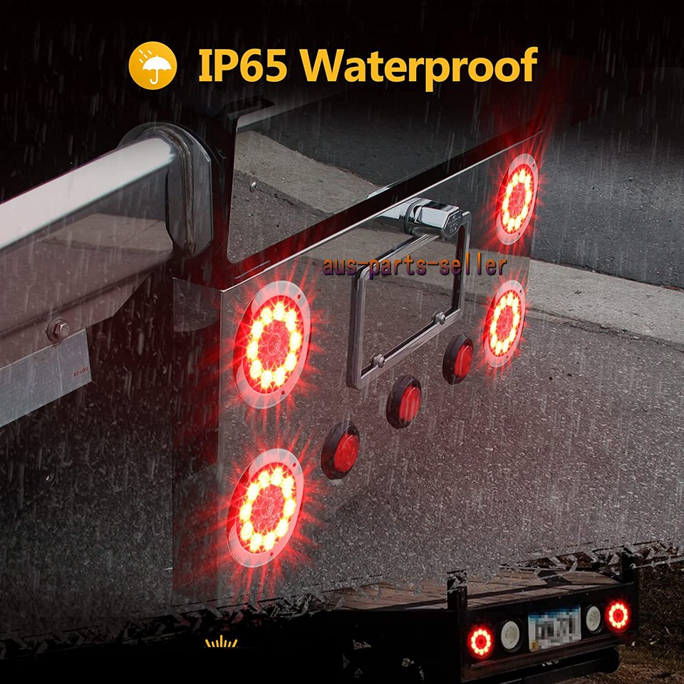 4" Round Stainless Steel 16 LED Truck Brake Stop Turn Tail Lights | 4 ...