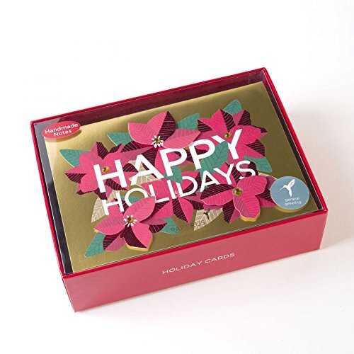 Papyrus Happy Holidays Poinsettia Boxed Christmas Greeting Cards - Set ...