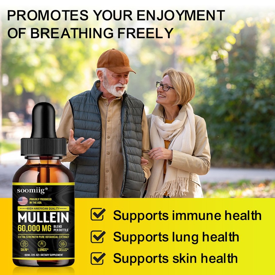 Mullein Leaf Extract Drops For Lungs Health - 60ml Lung Cleansing ...