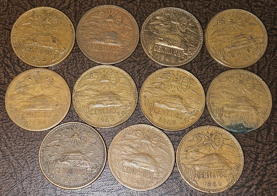 Large Old Mexican Coin Lot 1906-1983 (55 Coins) 20 50 Peso 1 5 10 20 ...