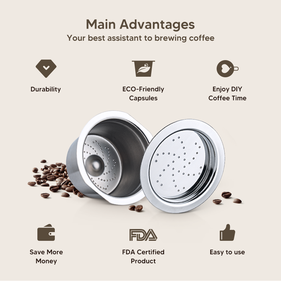 2PCS Resuable Coffee Capsule Pods Cup For K-FEE CBTL Verismo ALDI ...