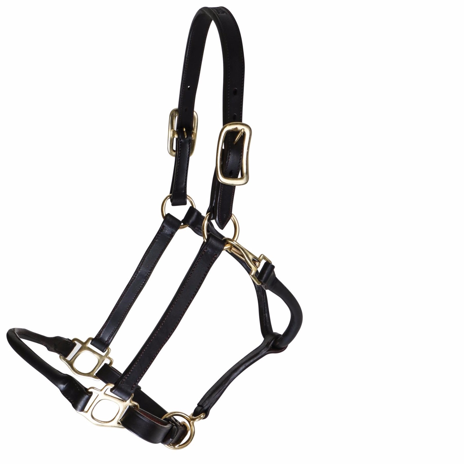 Western Black Leather Rolled Nose band Halter with Free Lead Chain | eBay