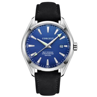 41mm CORGEUT Blue Dial Luminous Date Sapphire Glass automatic watch ...