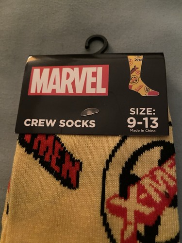 Men’s Crew Socks Marvel Comics XMen X Men Yellow & Red 9-13 NWT 1 Pair ...