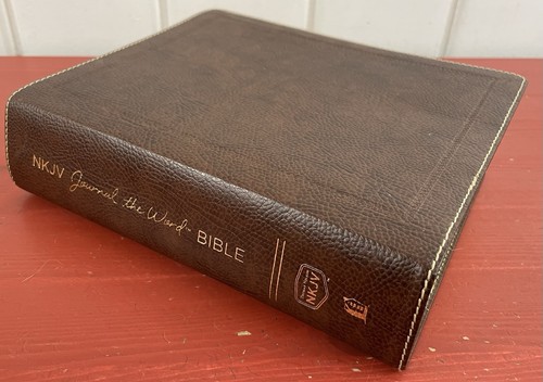 NKJV Journal the Word Large Print Bible Faux Leather Brown Red Letter ...