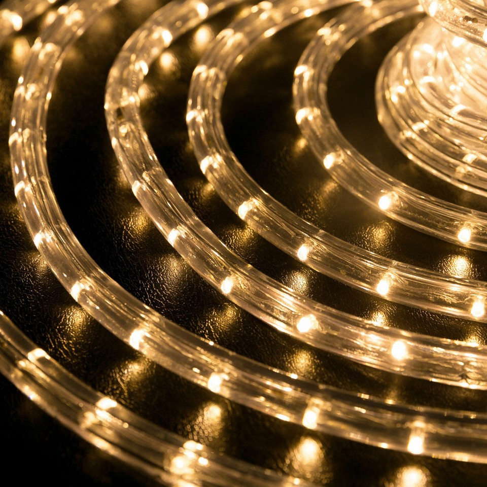 Warm White LED Rope Lighting Flexible Indoor Outdoor Christmas Extend ...