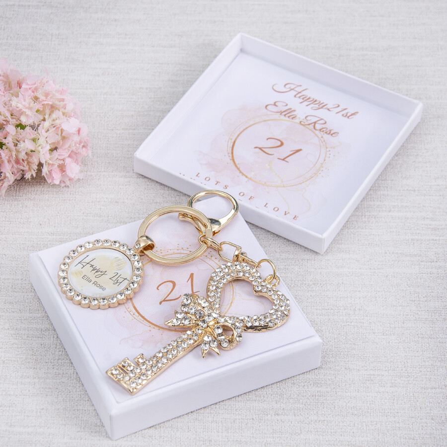 Girls 18th 21st Birthday Gift Key to the Door Gold Keyring Keepsake ...