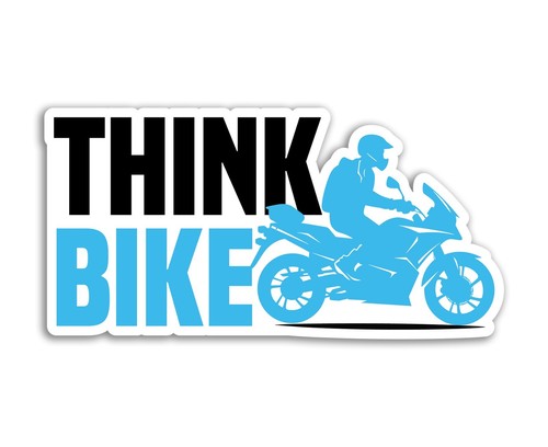 2 x 15cm Think Bike Vinyl Stickers - Motorbike Motorcycle Awareness Car ...