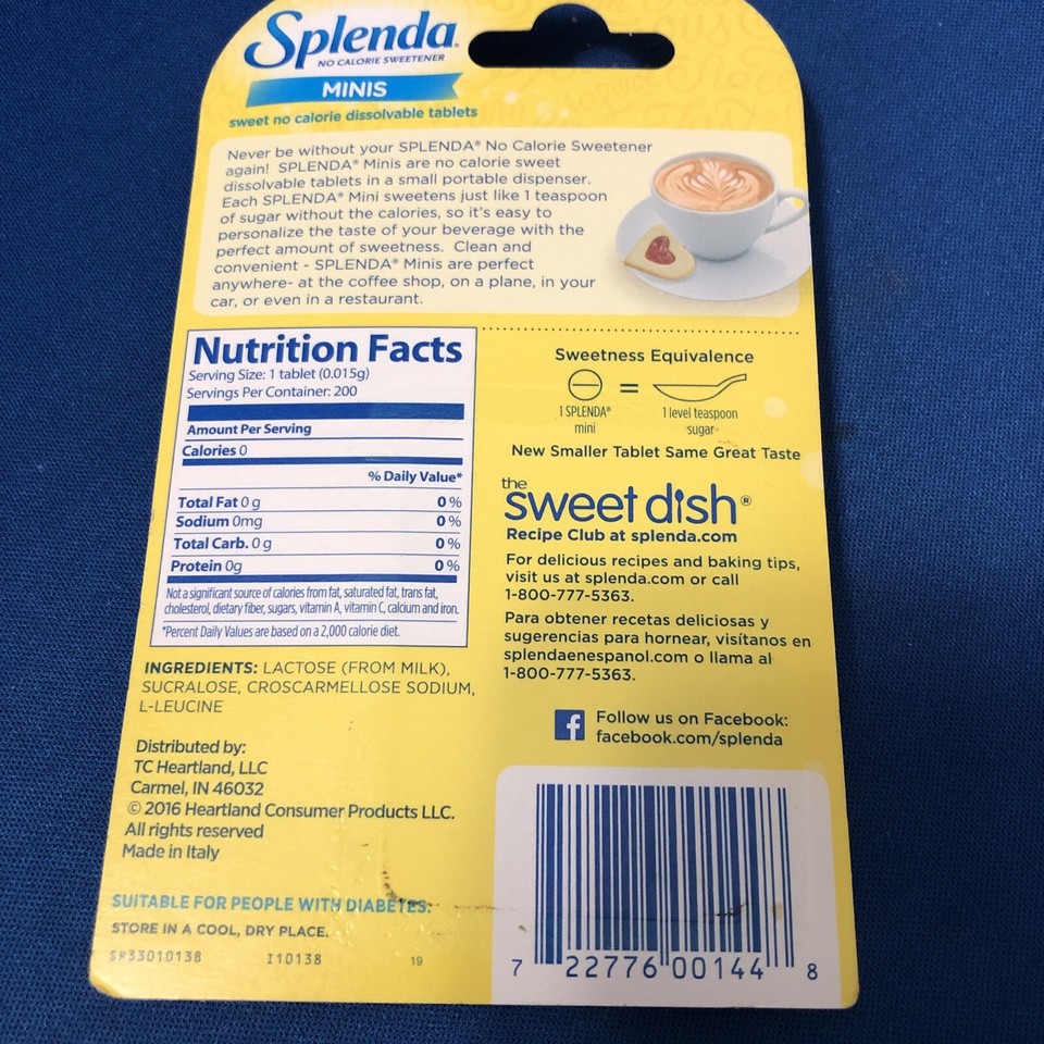 SPLENDA No Calorie Sweetener, Mini Dissolvable Tablets ,200 Count | eBay
