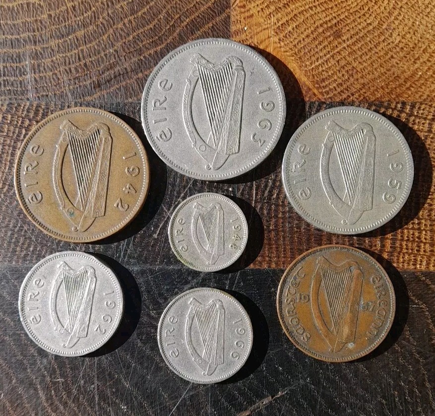 EIRE IRELAND 7 COIN SET IRISH Halfpenny-halfcrown 1937-66 Good Grades ...